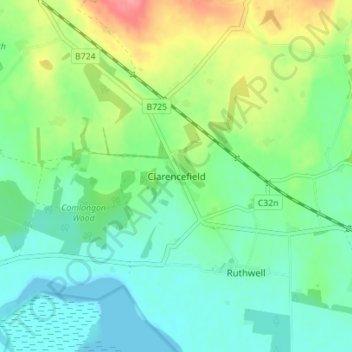 Mapa topográfico Clarencefield, altitud, relieve