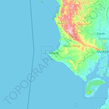 Mapa topográfico Península de Santa Elena, altitud, relieve