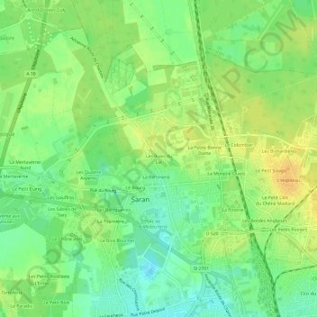 Mapa topográfico Les Rives du Lac, altitud, relieve
