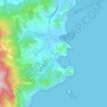 Mapa topográfico Porto Ercole, altitud, relieve