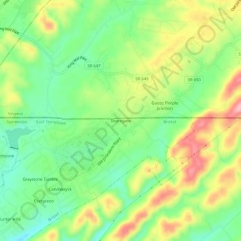 Mapa topográfico Stonegate, altitud, relieve