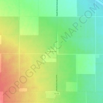 Mapa topográfico Three Rocks, altitud, relieve