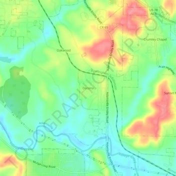 Mapa topográfico Docena, altitud, relieve