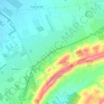 Mapa topográfico Cabanas, altitud, relieve