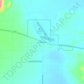 Mapa topográfico Ocotillo Wells, altitud, relieve