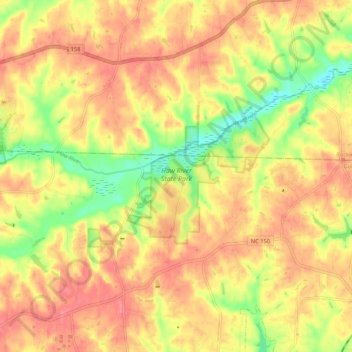 Mapa topográfico Haw River State Park, altitud, relieve