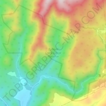 Mapa topográfico Bottom Creek Gorge Preserve, altitud, relieve