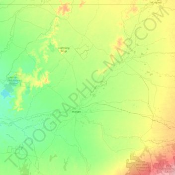 Mapa topográfico Walgett Shire Council, altitud, relieve