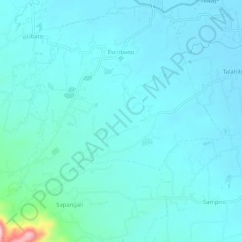 Mapa topográfico Escribano, altitud, relieve