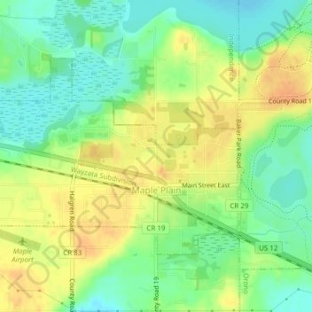 Mapa topográfico Maple Plain, altitud, relieve