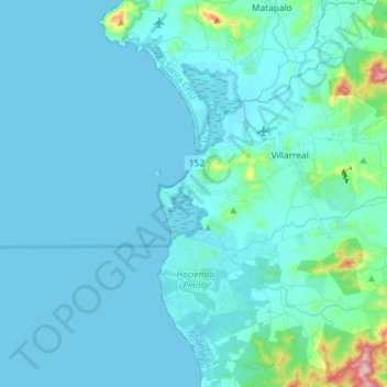 Mapa topográfico Tamarindo, altitud, relieve