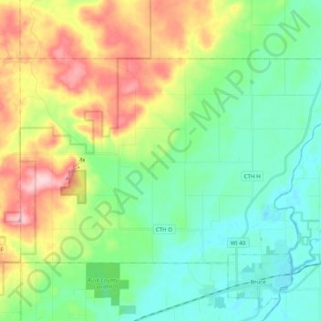 Mapa topográfico Town of Atlanta, altitud, relieve