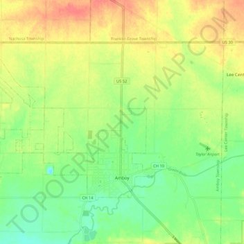 Mapa topográfico Amboy, altitud, relieve