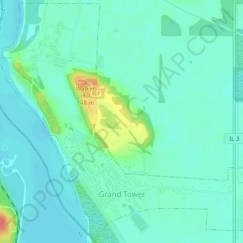 Mapa topográfico Grand Tower, altitud, relieve