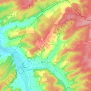 Mapa topográfico Riel-les-Eaux, altitud, relieve