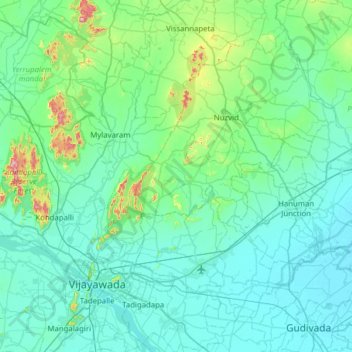 Mapa topográfico Budameru, altitud, relieve