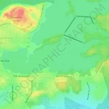 Mapa topográfico Lac Osisko, altitud, relieve