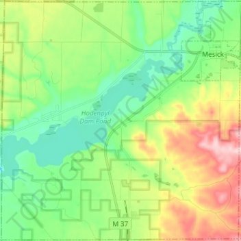 Mapa topográfico Springville Township, altitud, relieve