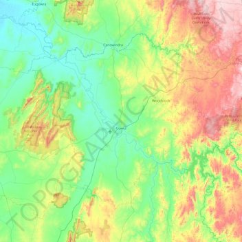 Mapa topográfico Cowra Shire Council, altitud, relieve