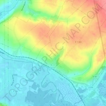 Mapa topográfico Attin, altitud, relieve