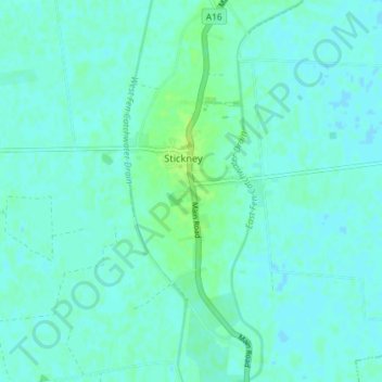 Mapa topográfico Stickney, altitud, relieve