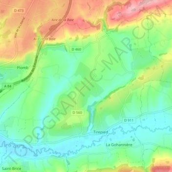 Mapa topográfico Tirepied, altitud, relieve