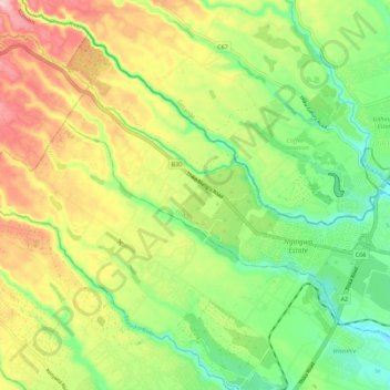 Mapa topográfico Thika Township ward, altitud, relieve