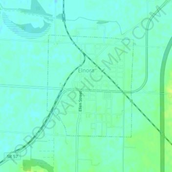 Mapa topográfico Elnora, altitud, relieve
