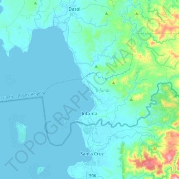 Mapa topográfico Infanta, altitud, relieve