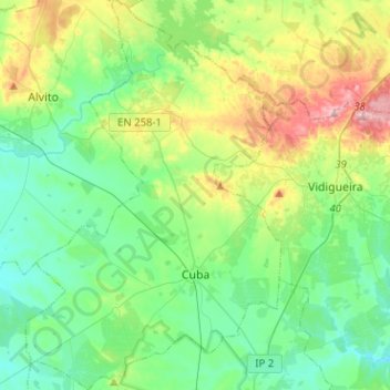 Mapa topográfico Cuba, altitud, relieve