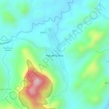 Mapa topográfico Plan de Grama, altitud, relieve