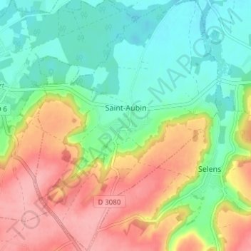 Mapa topográfico Saint-Aubin, altitud, relieve