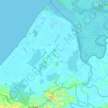 Mapa topográfico La Tola, altitud, relieve