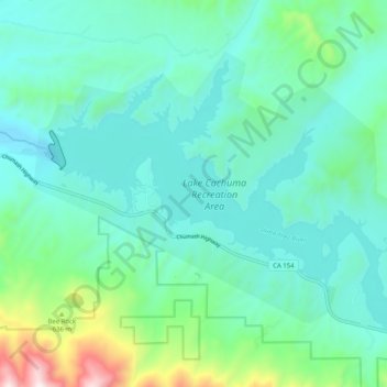 Mapa topográfico Lake Cachuma, altitud, relieve