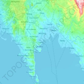 Mapa topográfico Morong, altitud, relieve