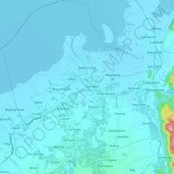 Mapa topográfico Santa Cruz, altitud, relieve
