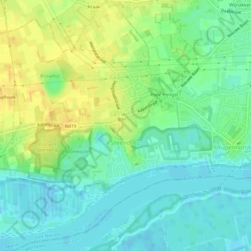 Mapa topográfico Steendorp, altitud, relieve