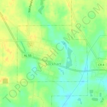 Mapa topográfico Lockhart, altitud, relieve