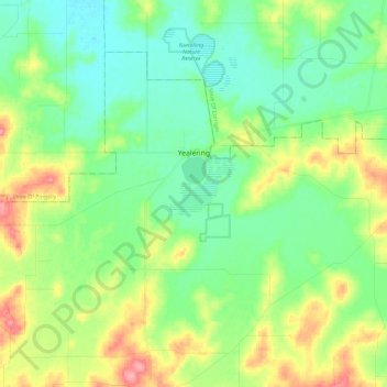 Mapa topográfico Yealering, altitud, relieve
