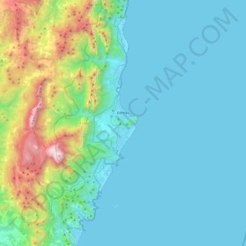Mapa topográfico Kemer, altitud, relieve