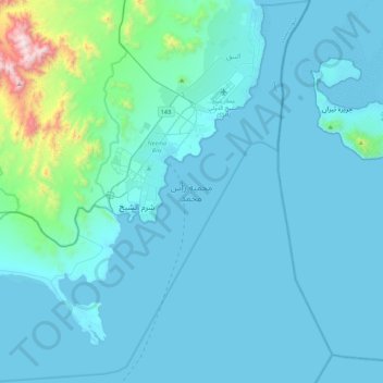 Mapa topográfico Ras Muhammad National Park, altitud, relieve