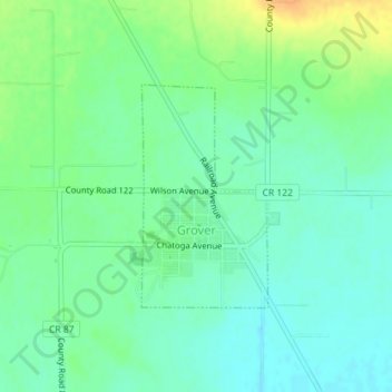 Mapa topográfico Grover, altitud, relieve