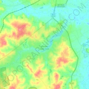Mapa topográfico Cheraw State Park, altitud, relieve