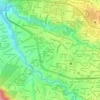Mapa topográfico Hatillo, altitud, relieve