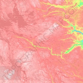 Mapa topográfico Fleuve Churchill, altitud, relieve