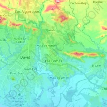 Mapa topográfico Las Lomas, altitud, relieve