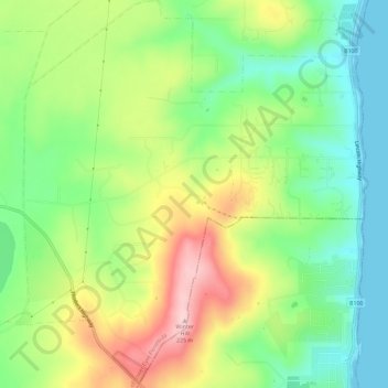 Mapa topográfico Boston, altitud, relieve