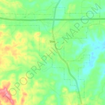 Mapa topográfico Silas, altitud, relieve