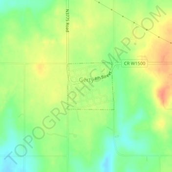 Mapa topográfico Gerty, altitud, relieve