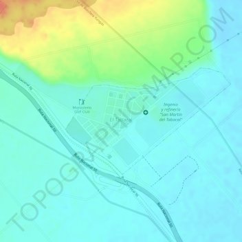 Mapa topográfico El Tabacal, altitud, relieve